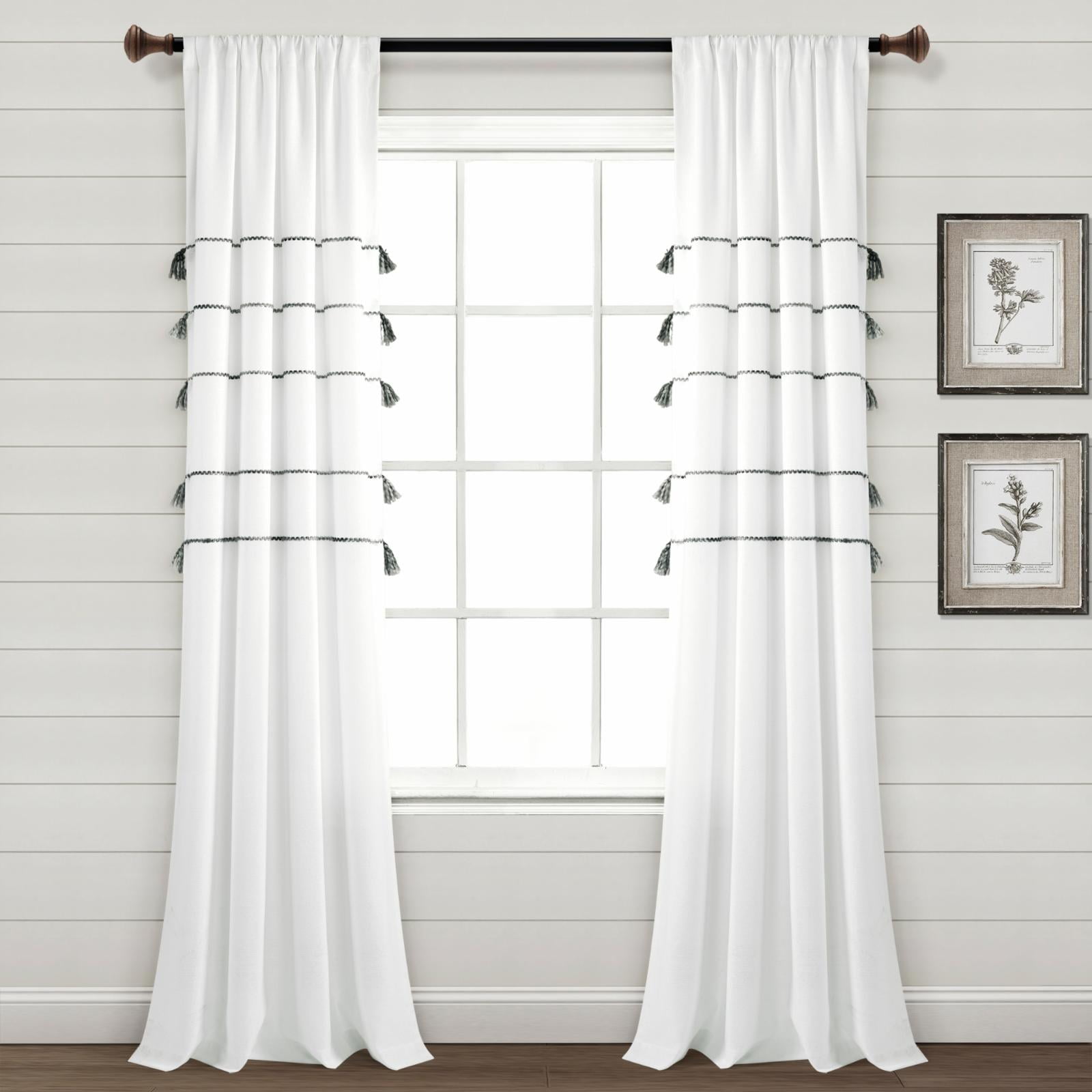 Lush Decor Farmhouse Boho Stripe Window Curtain Panels - Gray Ombre ...