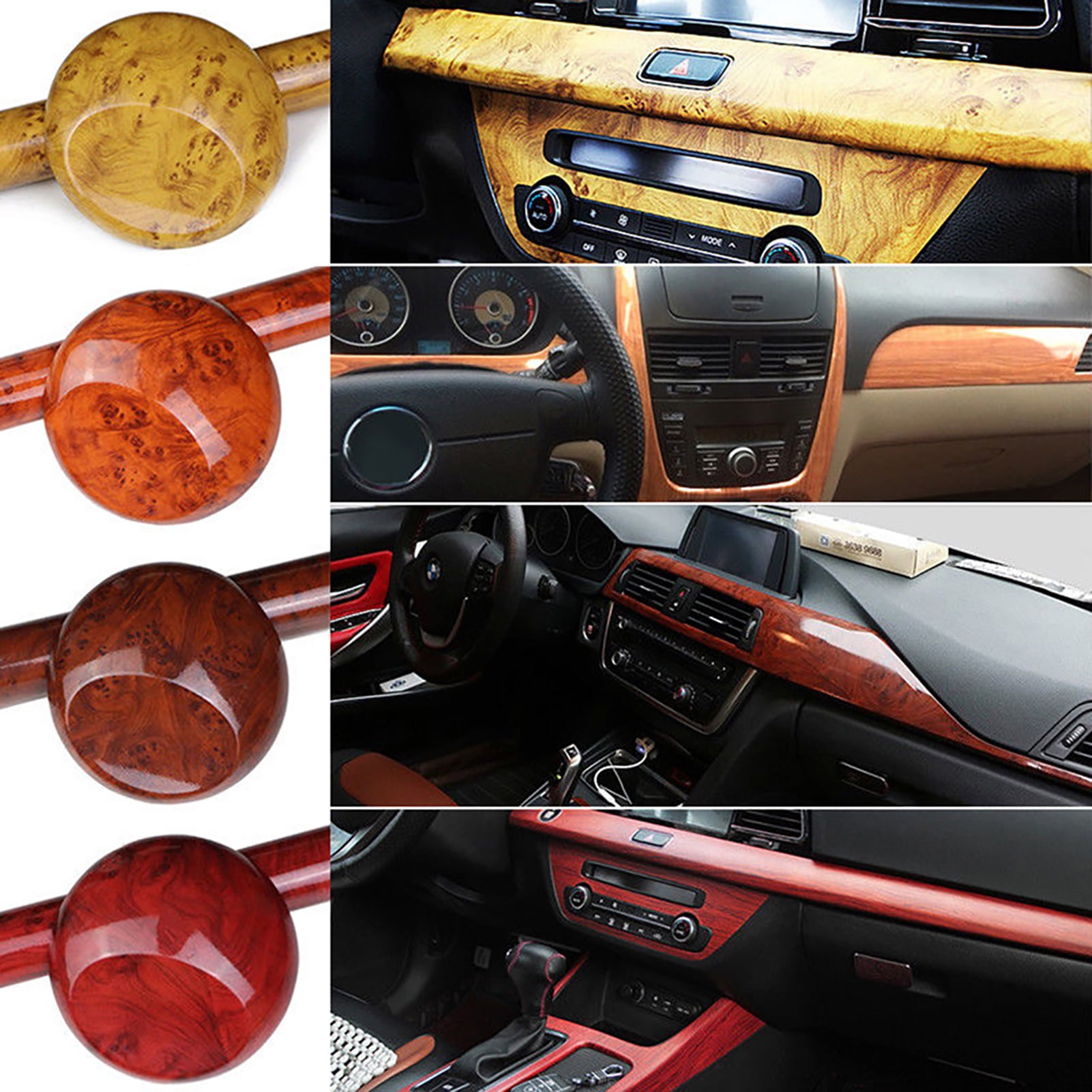 Cheers.US 30cmx100cm Car Stickers Wood Grain Interior Trim Cover Car ...