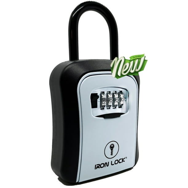 Iron Lock Medium Waterproof Key Lock Box with U-Shackle & 4-Digit Combo ...