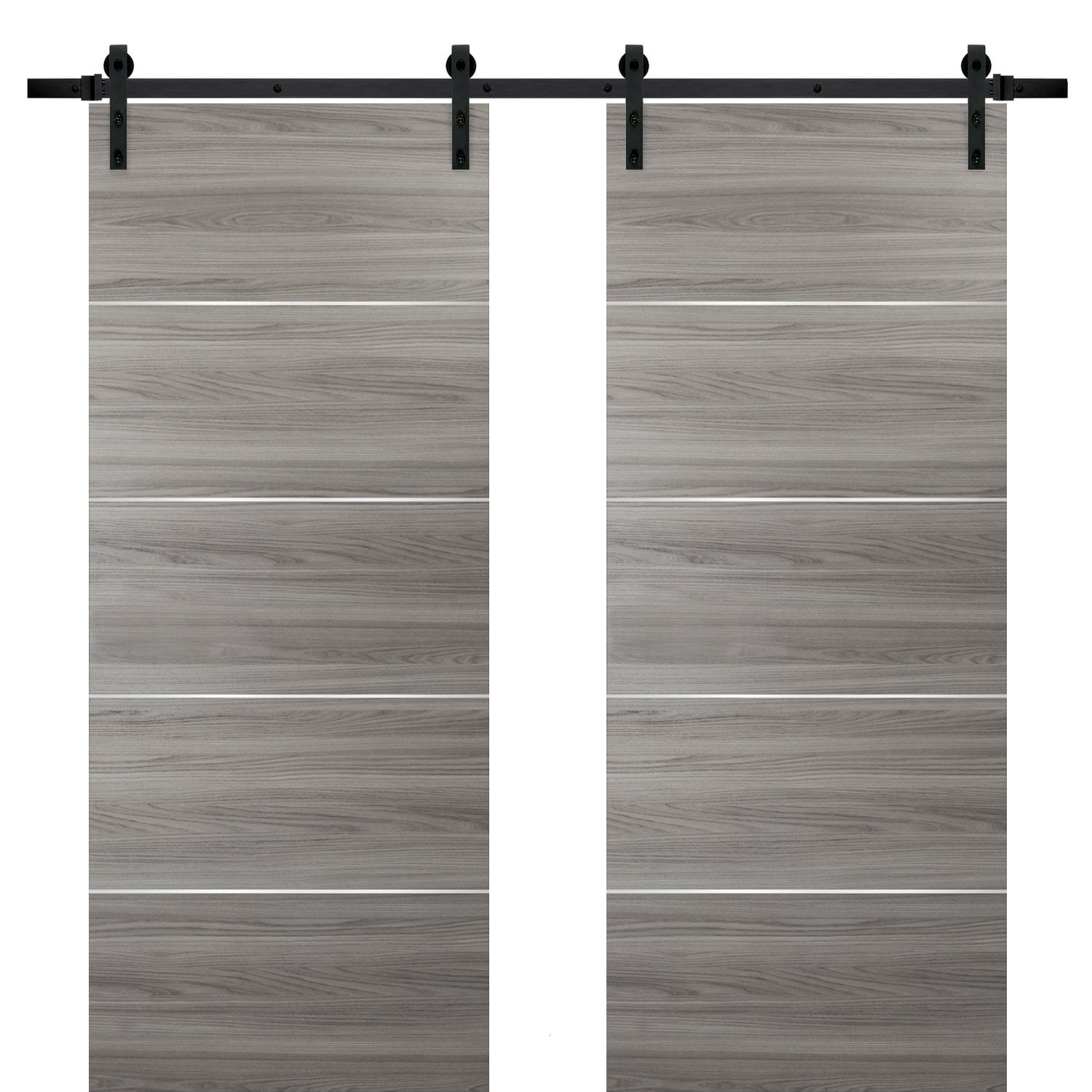 Double Barn Sliding Grey Doors 56 x 80 with 13FT Rails | Planum 0020 ...