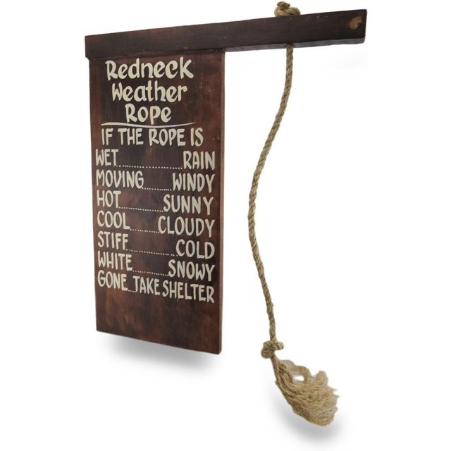 Fun Hand Carved Wood Redneck Weather Rope Sign Hanging Cabin Art ...