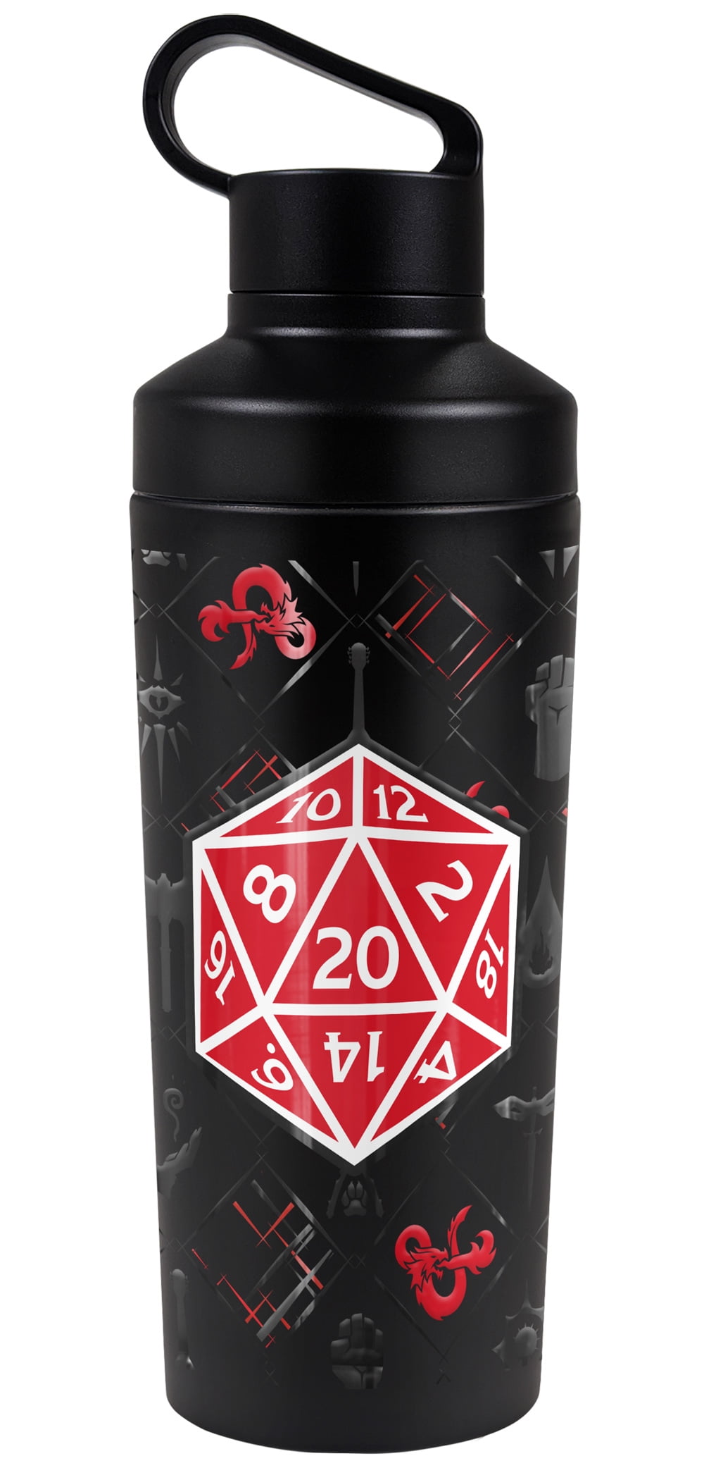 Dungeons & Dragons Official D20 Pattern 18 oz Insulated Water Bottle ...