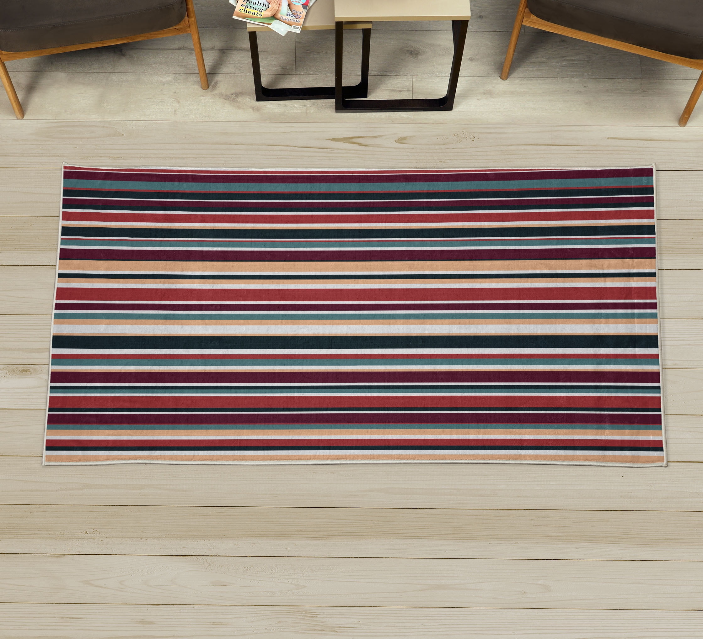 Pastel Decorative Rug, Vertically Striped Pattern Different Color ...