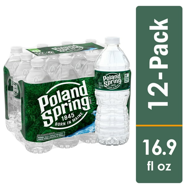 Poland Spring 100% Natural Spring Water, 16.9 Fl Oz, 12 Count Bottles ...