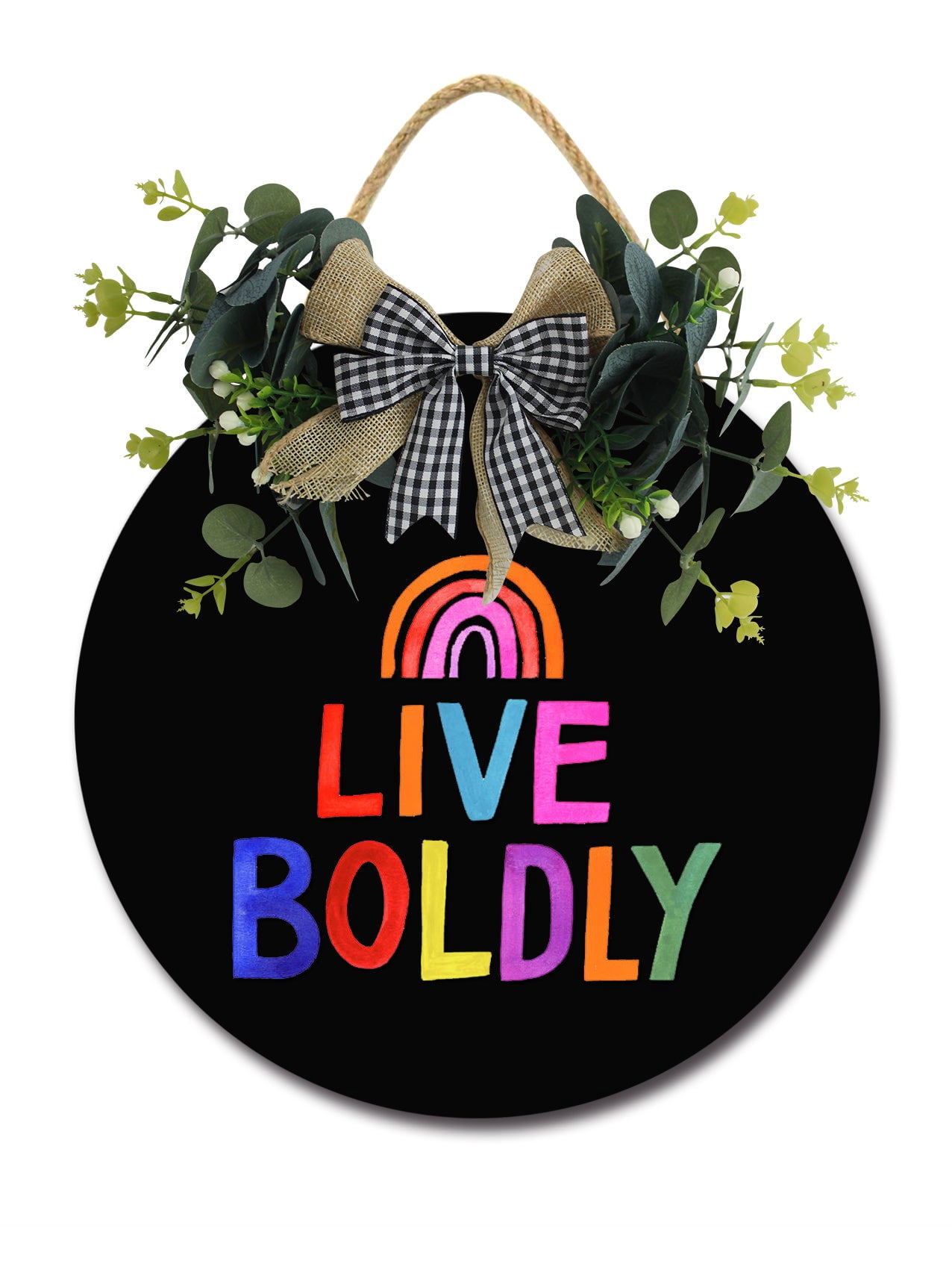 Live Boldly Front Door Sign Funny Wreaths Hanging Wooden Plaque ...