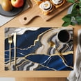 Blue Marble Placemats Set of 2, Cotton Linen Fabric Place Mats, Grey ...