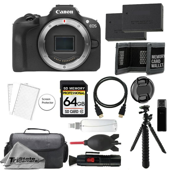 Canon EOS R100 Mirrorless Camera (Body Only) + 64 GB Memory + Tripod ...