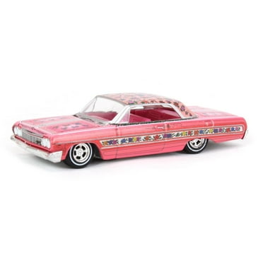Diecast 1964 Chevrolet Impala Lowrider Pink Metallic with Rose Graphics ...