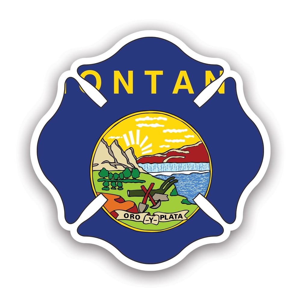 Montana State Maltese Cross Shaped Sticker Decal - Self Adhesive Vinyl ...