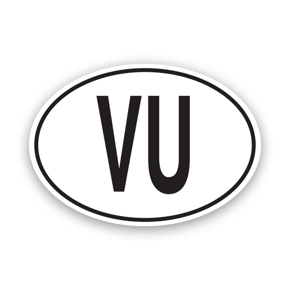 VU Vanuatu Country Code Oval Sticker Decal - Self Adhesive Vinyl ...