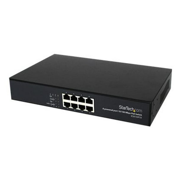 StarTech.com 8 Port 10/100 PSE Industrial Power over Ethernet Switch ...
