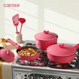 Carote 13 Pcs Nonstick Pink Cookware Sets W/ Die-Cast Lid, Detachable ...