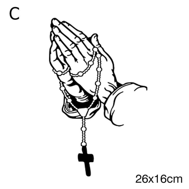 Praying Hands With Rosary Outline