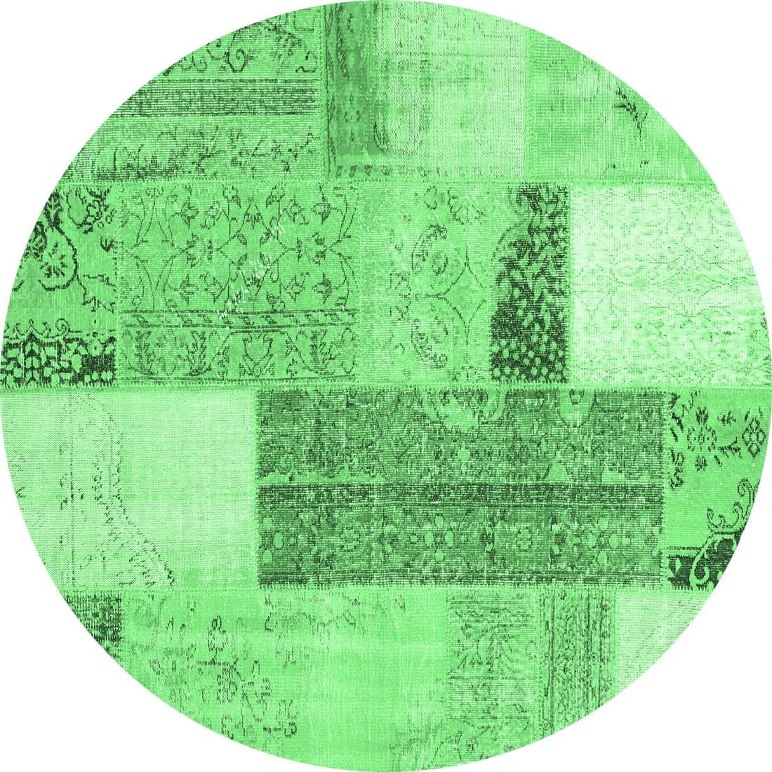 Ahgly Company Indoor Round Patchwork Emerald Green Transitional Area ...