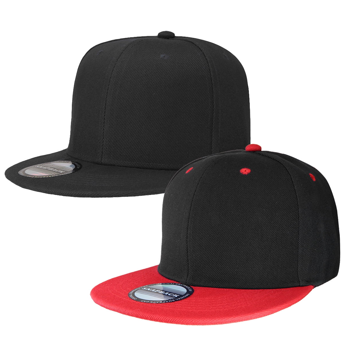 2-pack Classic Snapback Hat Cap Hip Hop Style Flat Bill Blank Solid ...