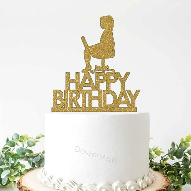 Wooden Cake Topper Golden Glitter, Programmer Cake Topper, Woman Programmer Cake Topper ...