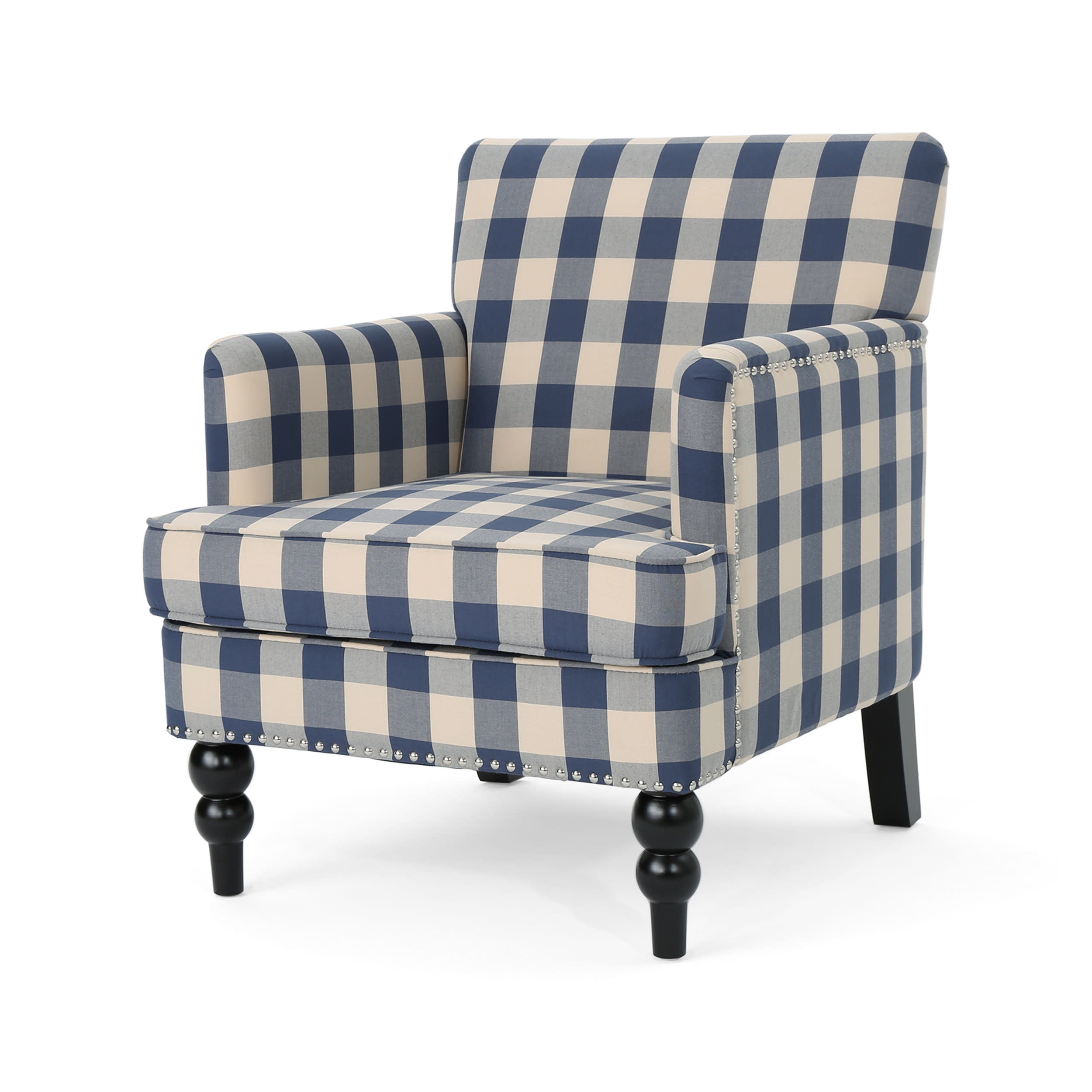 GDF Studio Eve Contemporary Fabric Upholstered Club Chair with Nailhead ...