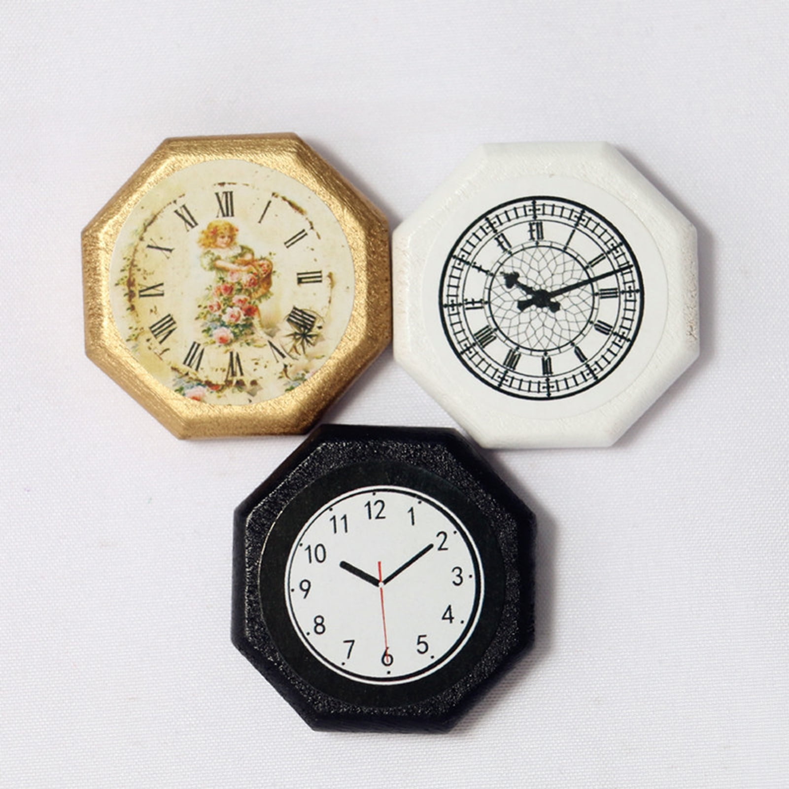 Hesroicy Wall Clock Model Realistic Accessories Bright Color Dollhouse ...