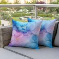 2 Pack Outdoor Waterproof Throw Pillow Covers,Blue Pink Gradient Marble ...