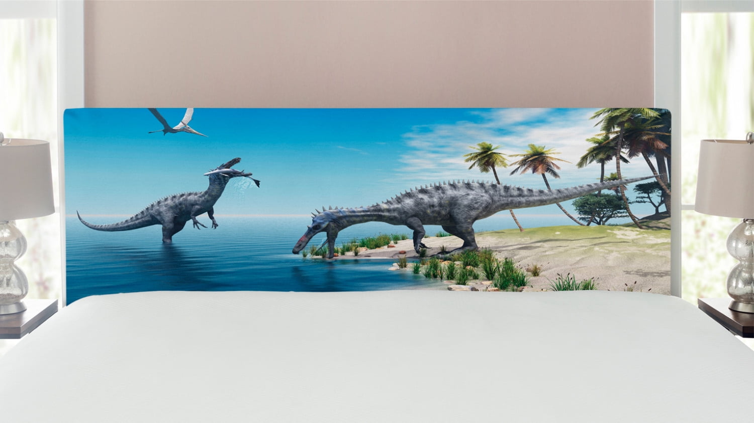 Jurassic Headboard, Large Fish is Caught by a Suchomimus Dinosaur ...