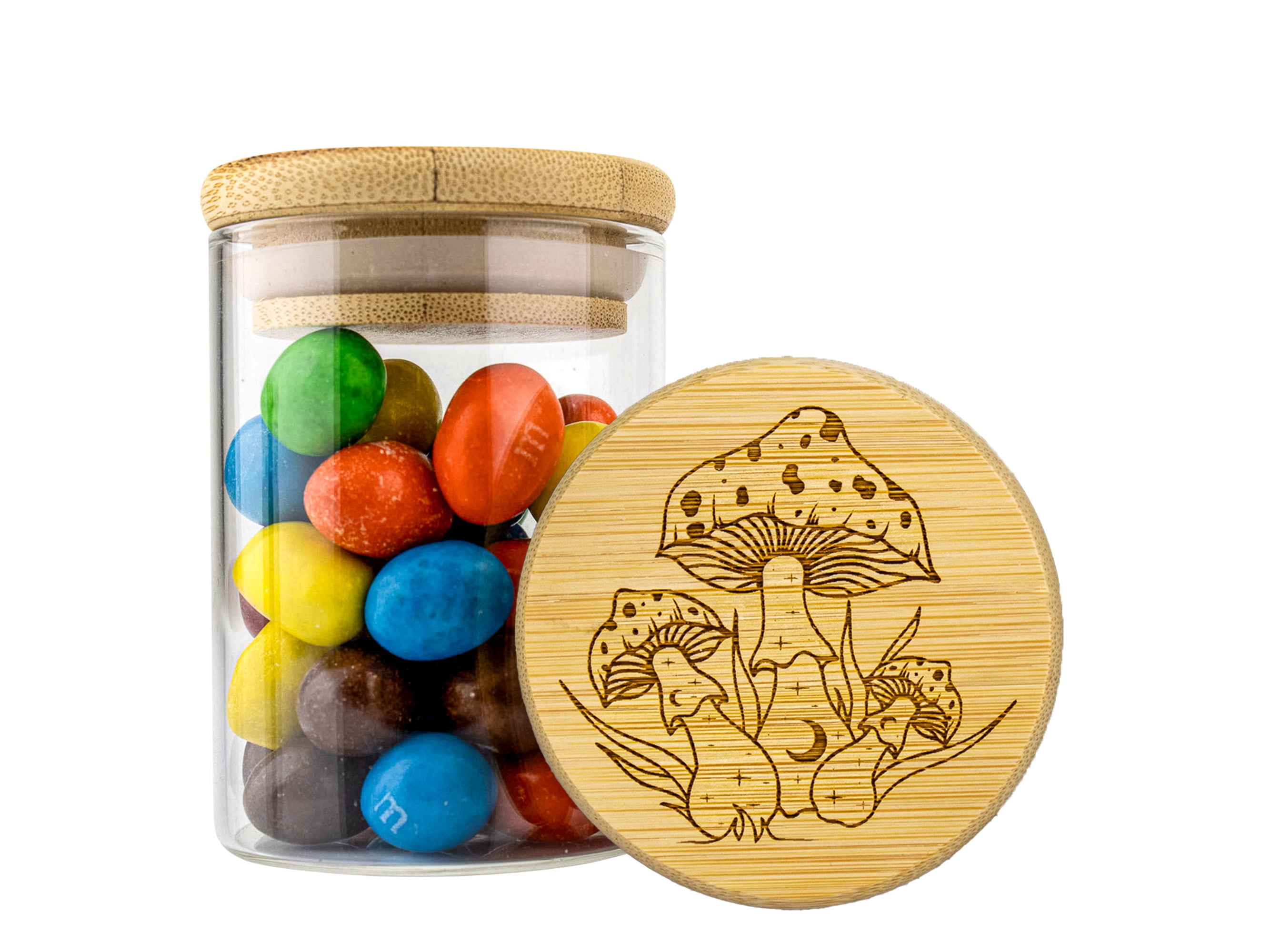 Midnight Mushy - 4oz Glass Food Storage Jar and Decorative Airtight ...