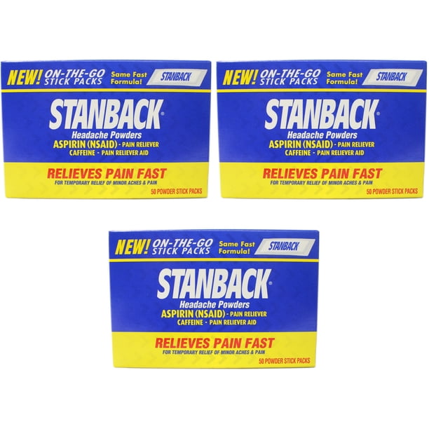 3 Pack Stanback Stick Pack Headache Powders 50 Count Each - Walmart.com