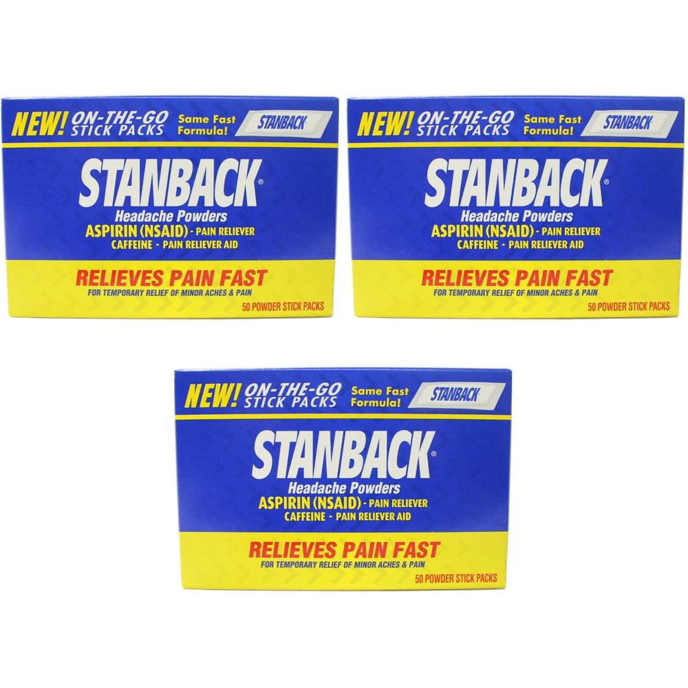3 Pack Stanback Stick Pack Headache Powders 50 Count Each - Walmart.com ...