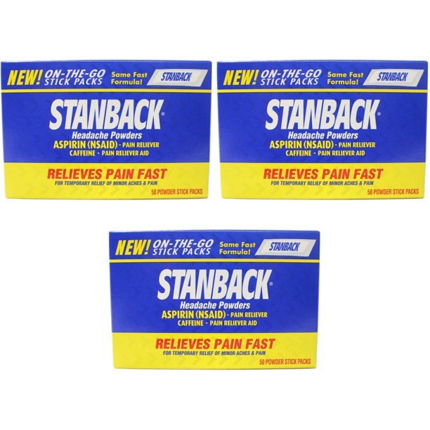 3 Pack Stanback Stick Pack Headache Powders 50 Count Each - Walmart.com ...