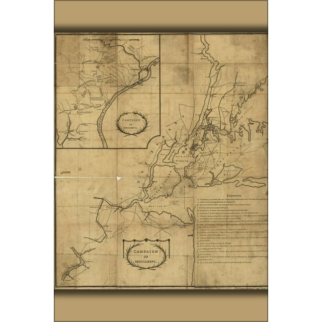 24"x36" Gallery Poster, map of Campaign of 1776 new jersey new york ...