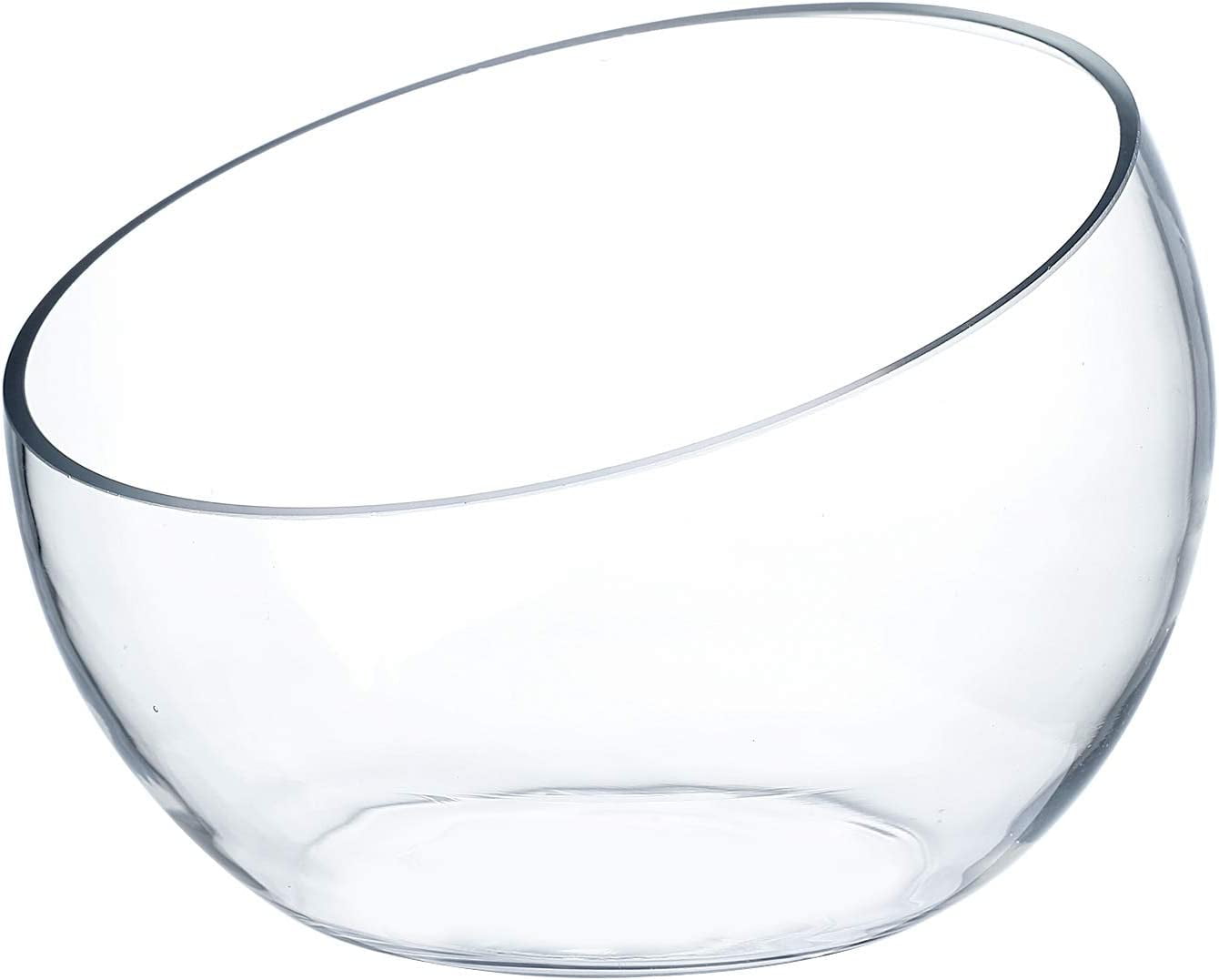 WHOLE HOUSEWARES | Slant Cut Bowl Glass Vase, Width 10", Height 7 ...
