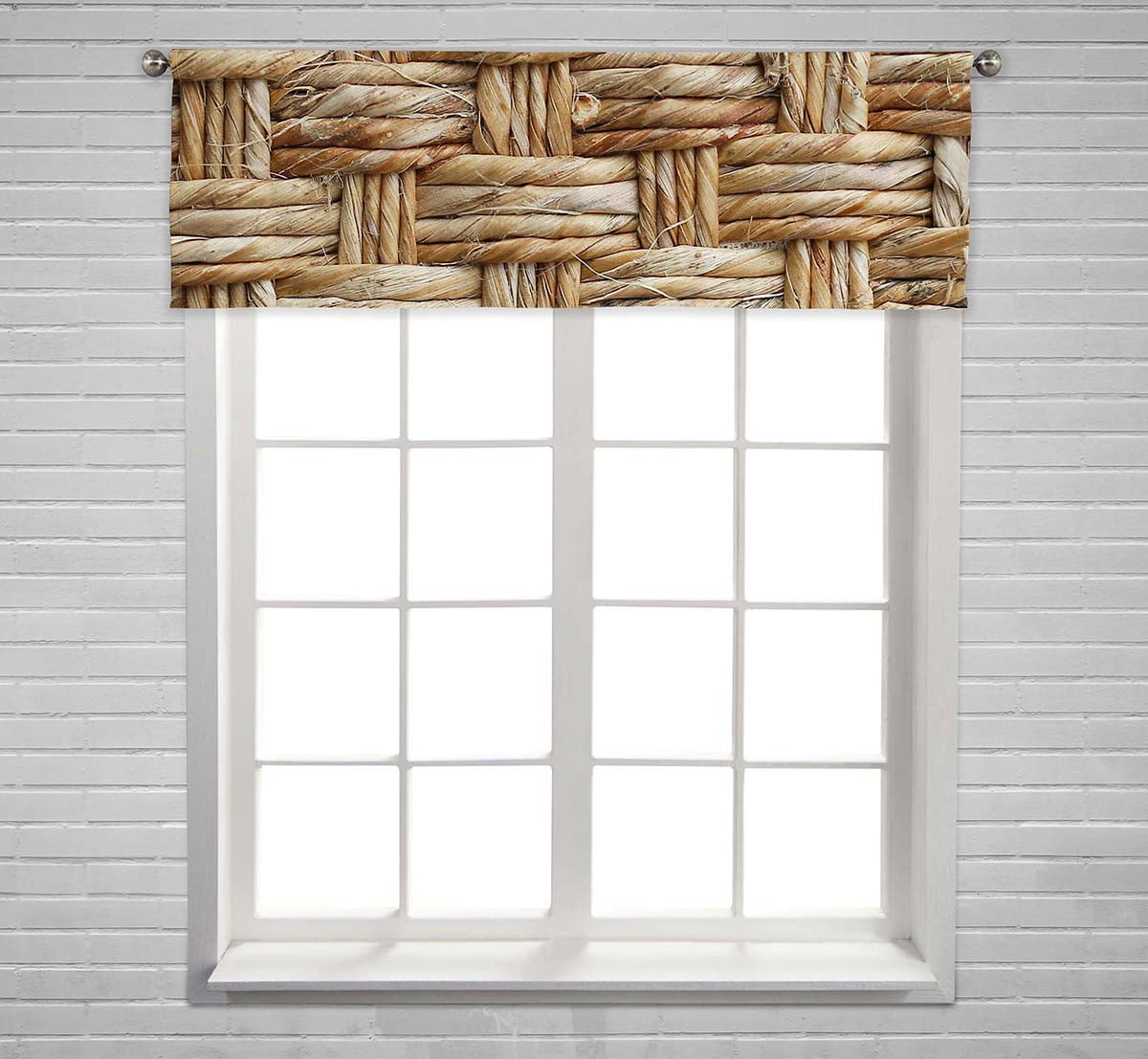 PKQWTM Woven Rattan With Natural Patterns Window Curtain Valance Rod ...