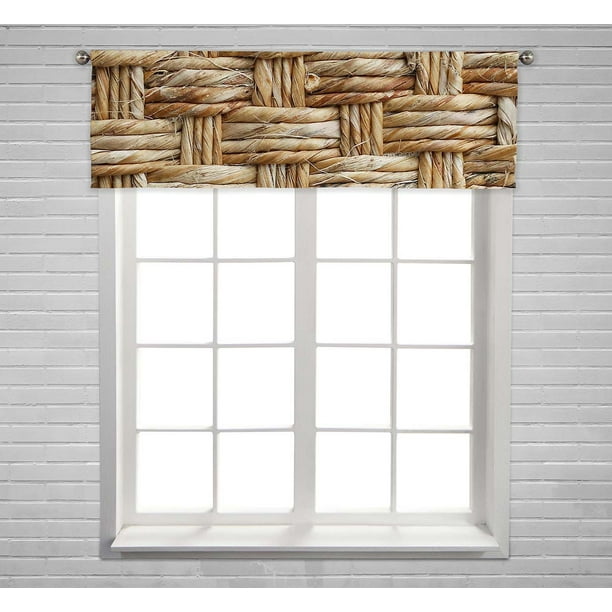 PKQWTM Woven Rattan With Natural Patterns Window Curtain Valance Rod ...