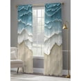 Abstract Watercolor Blue Ocean Wave Chiffon Sheer Curtains 84 Inches ...