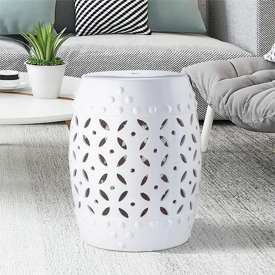 Sigtua 17 in. Garden Stool, Side Table Indoor Ceramic, Outdoor, Patio ...