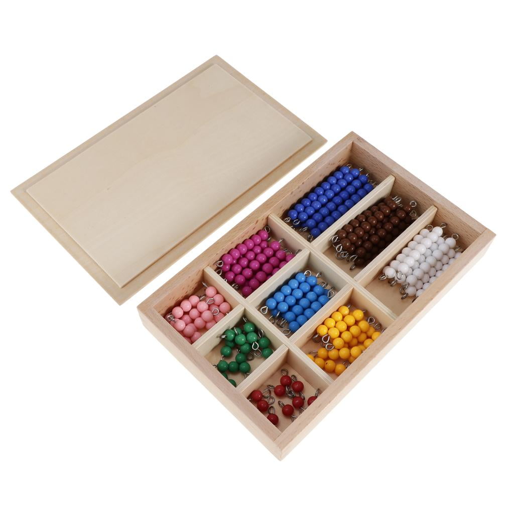 Montessori Checker Board Beads Counting, 9 Colors Box Set, Early ...
