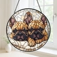 Bulldog Dog Window Suncatcher, Faux Stained Glass Style Animal Decor ...