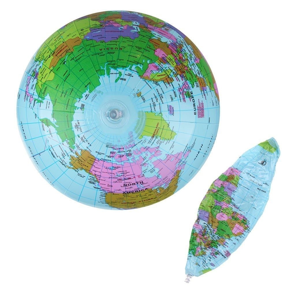 Delaman 40CM Inflatable World Globe Teach Education Geography Toy Map ...