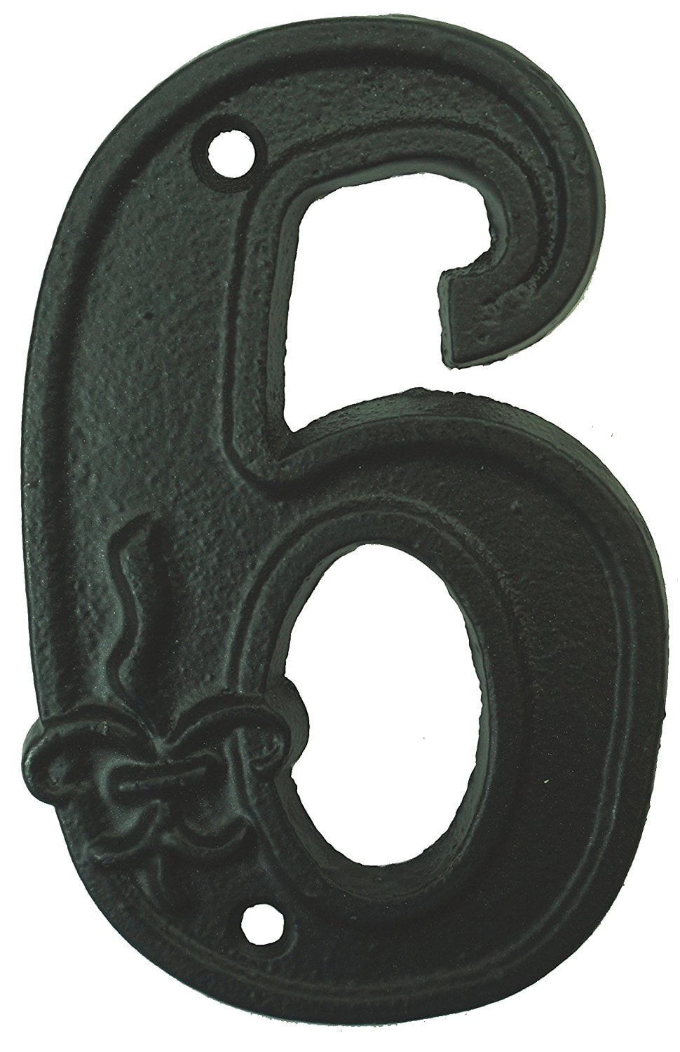 Lulu Decor, Cast Iron House Number 6 Vintage Black Finish with Fleur De ...