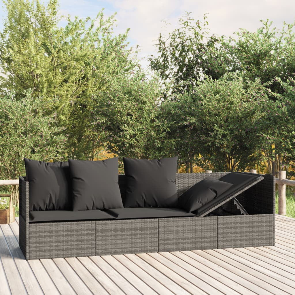 Click here for Vidaxl Outdoor Lounge Bed With Cushions Grey Poly... prices