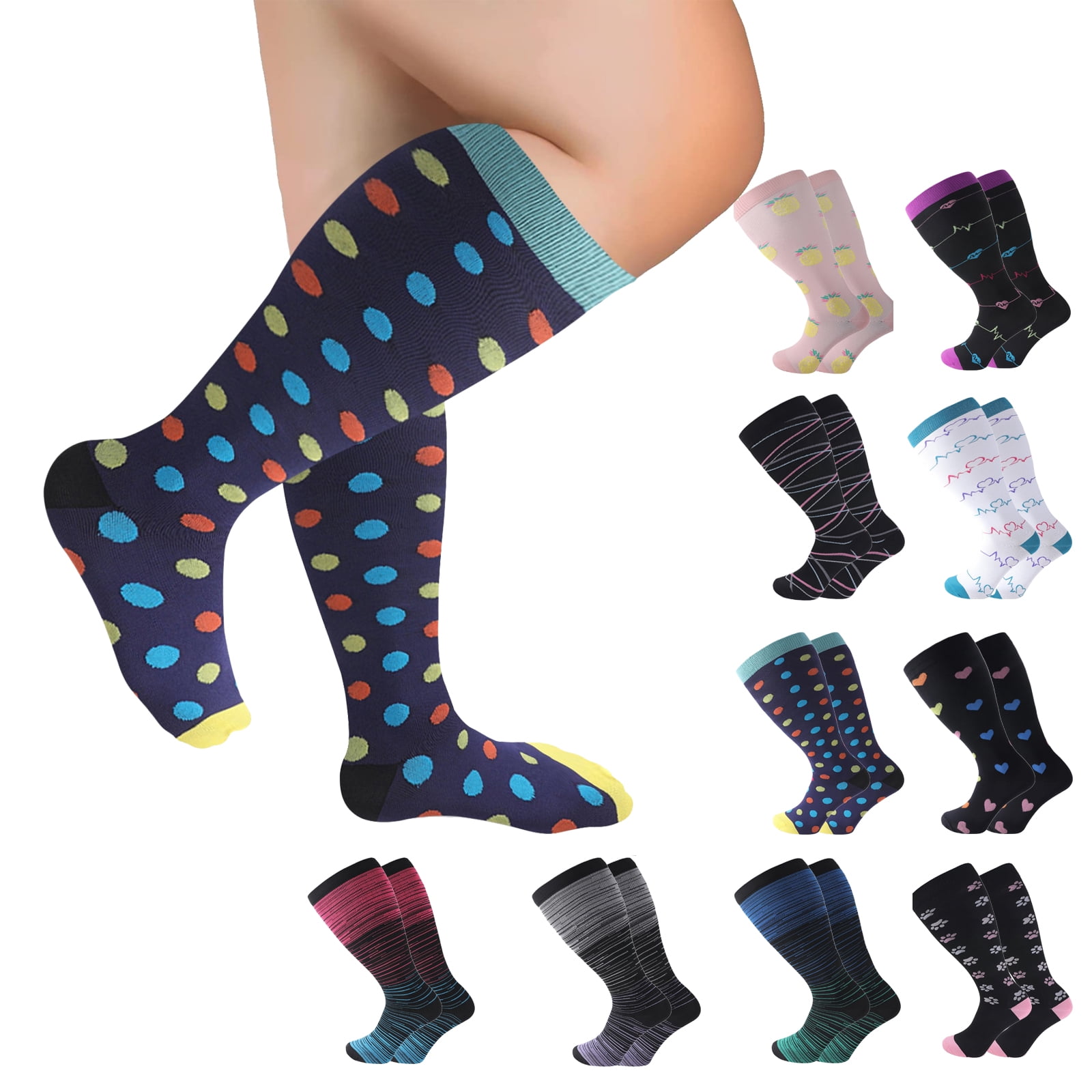 Projectretro Extra Wide Calf Compression Socks for Women and Men ...