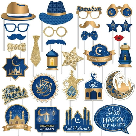 28pcs Eid Mubarak Photo Booth Props Ramadan Mubarak Photo Props Party ...