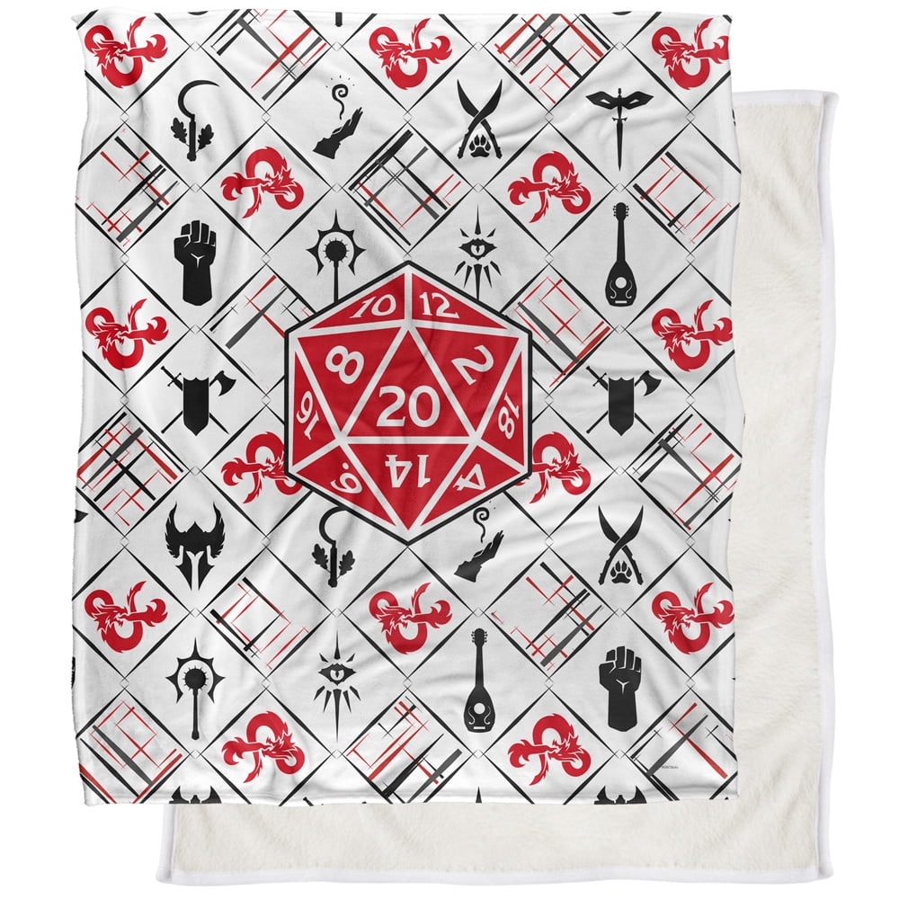 Dungeons and Dragons D20 Pattern Silky Touch Sherpa Back Super Soft ...