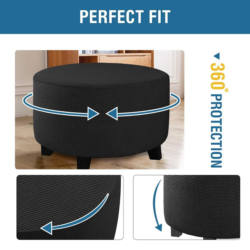 High Stretch Spandex Jacquard Round Folding Storage Covers Ottoman ...