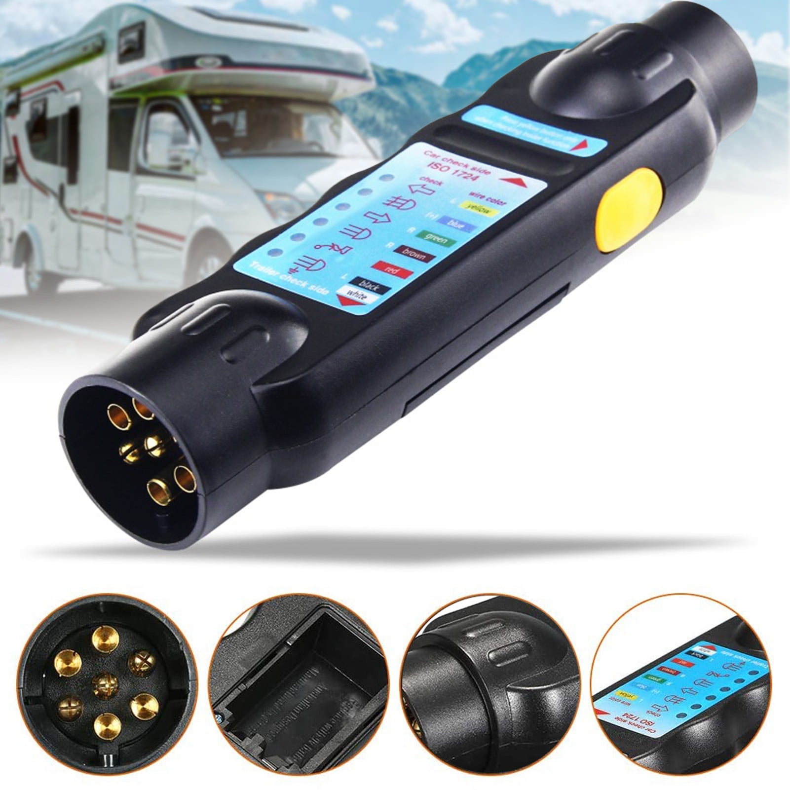 Anvazise Trailer Tester 7 Pin 12V Plug Socket Diagnostic Tools ...