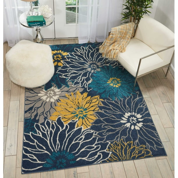 Nourison Passion Floral Floral Teal Blue Area Rug - Walmart.com ...