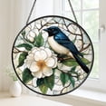 Bird Flower Window Glass Suncatcher Ornament, Magpie Peony Light ...