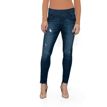 Bluberry Women's Ankle legth Daisy medium wash Indigo denim | Walmart ...