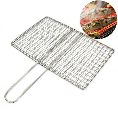 Stainless Steel BBQ Fish Meat Net Barbecue Grill Mesh Wire Clamp ...