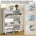 White Wood Shoe Storage Cabinet for Entryway Slim, Hidden Shoe ...