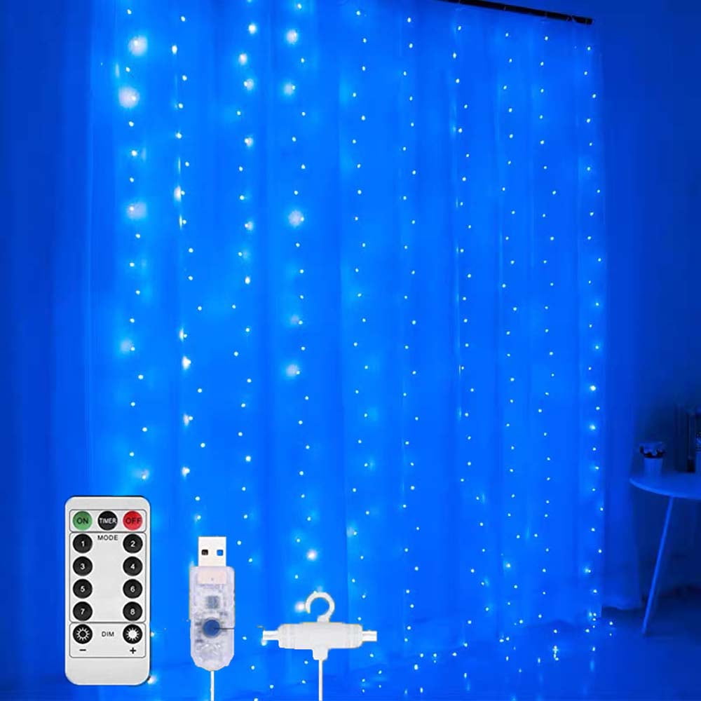Ledander LED Curtain String Light, 9.9x9.9 Ft 300 Waterproof 8 Modes ...